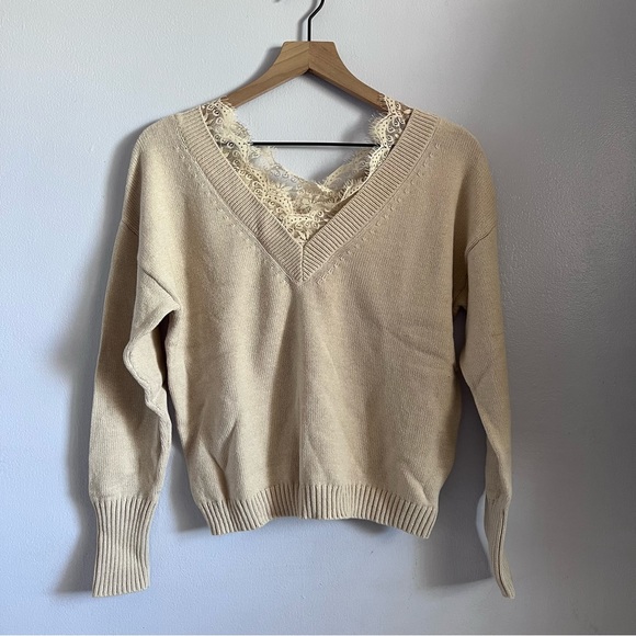 H&M | Sweaters | Divided X Hm Lace Trimmed Sweater | Poshmark